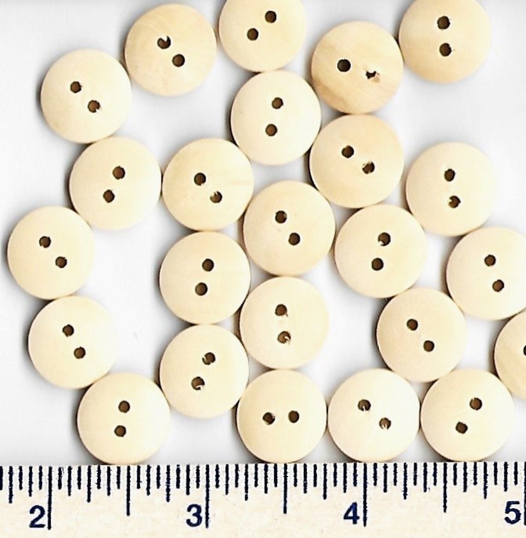 WOODEN PLAIN Round CREAM Colored Buttons - Embellishments - 2 Hole Sew ...