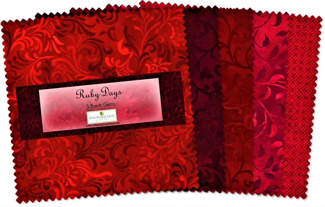 RUBY DAYS Fabric Pack 42 Five Inch Squares 5 Karat Gems Charm Squares 5 ...