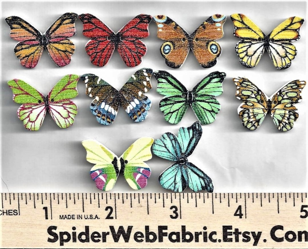 WOODEN BUTTERFLY BUTTONS Butterflies Embellishments Insects Bug Bugs ...