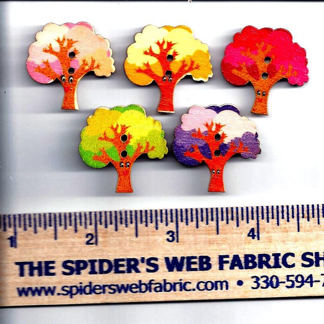 WOODEN TREES Buttons Tree Shaped Wood Buttons Forest Woods Autumn ...