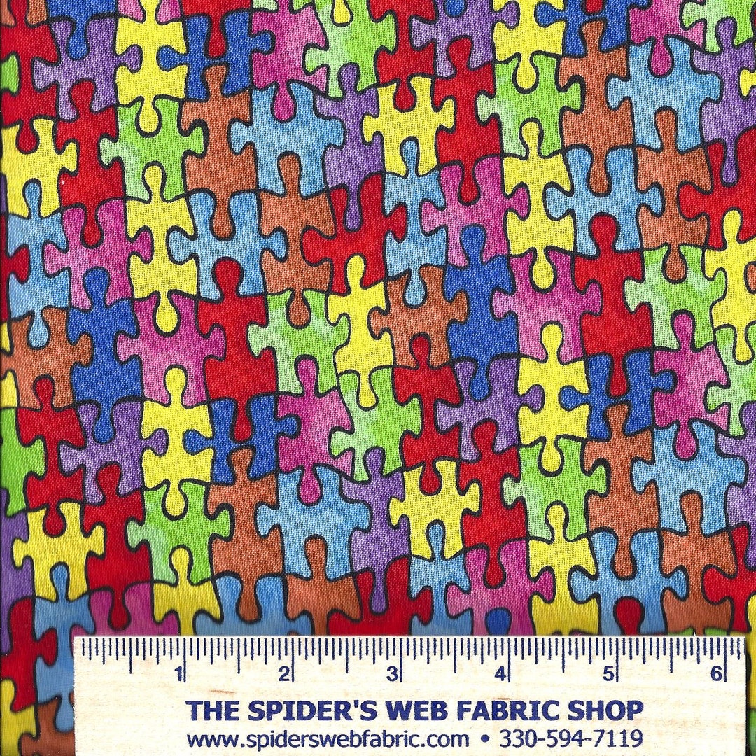 PUZZLE Fabric - Jigsaw Puzzle - Autism Awareness - Baum Textiles ...