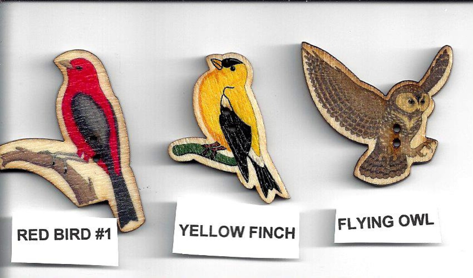 WOODEN Assorted BIRD BUTTONS 2 Hole Sew Through Painted - Etsy