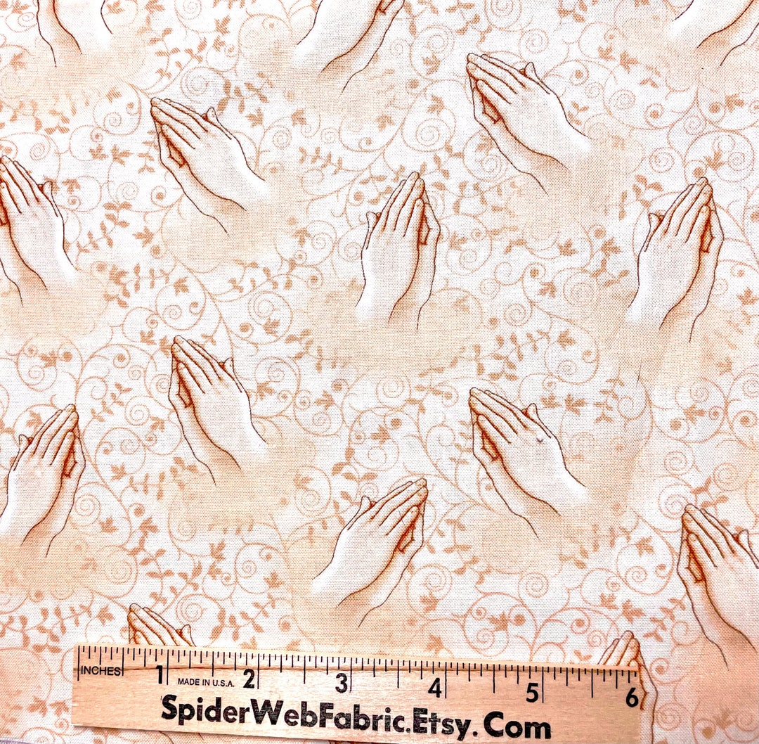 PRAYING HANDS Fabric - Christian Faith Love Amen Hope Prayer Jesus ...