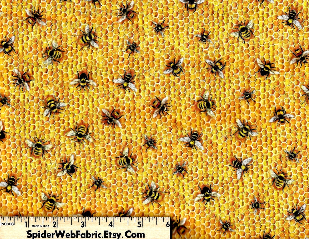 BEE MY HONEY Fabric - Honeycomb - Bees and Honey - Insects - Bugs - Jar ...