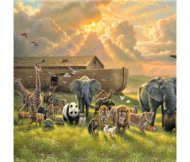 NOAH'S ARK Fabric Bible Story Christian Religious | Etsy