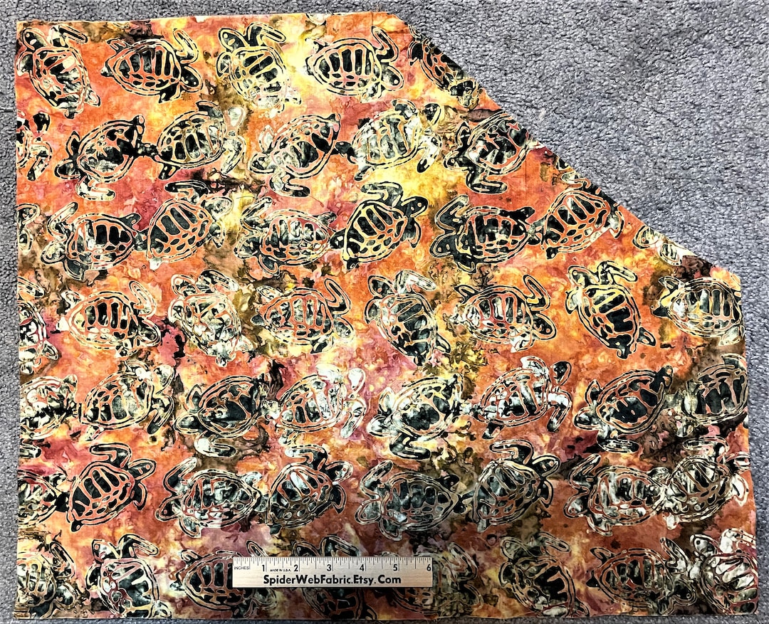 TURTLE BATIK SCRAP Fabric Sea Turtle Rust Olive Green See Picture What ...
