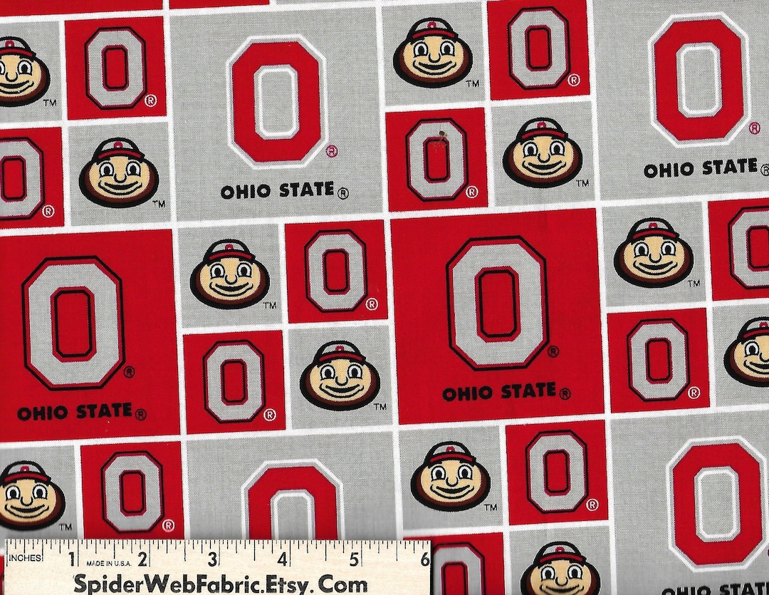 OHIO STATE UNIVERSITY Fabric 123-95349 Sports Football Red & Gray ...