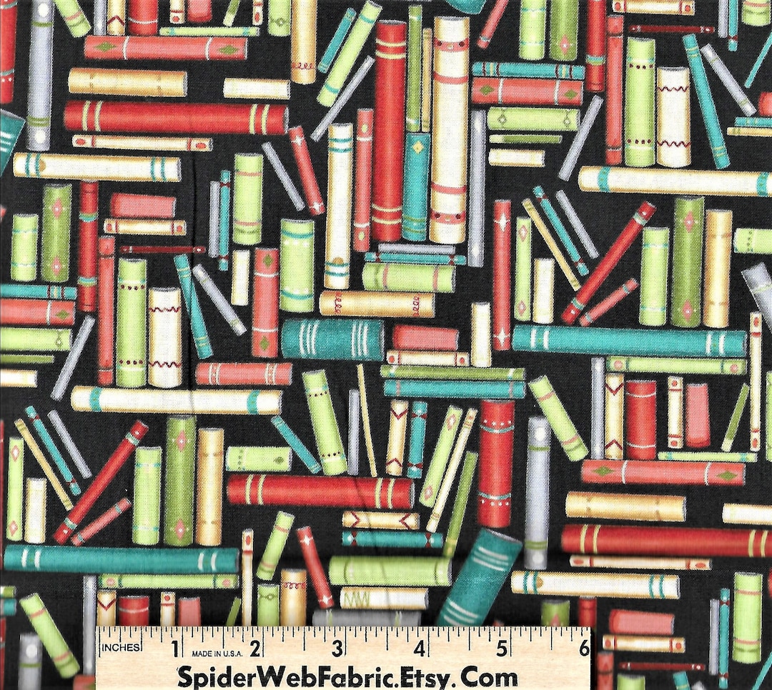 Bookworm Fabric: Colorful Bookshelves, 100% Cotton by Windham - Etsy