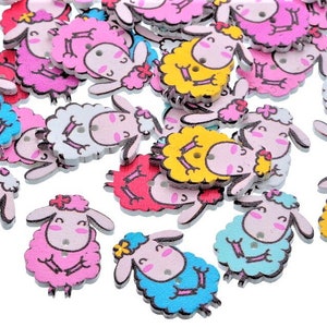 184 WOODEN SHEEP Shaped Buttons Lambs Farm Animals 2 Hole - Etsy