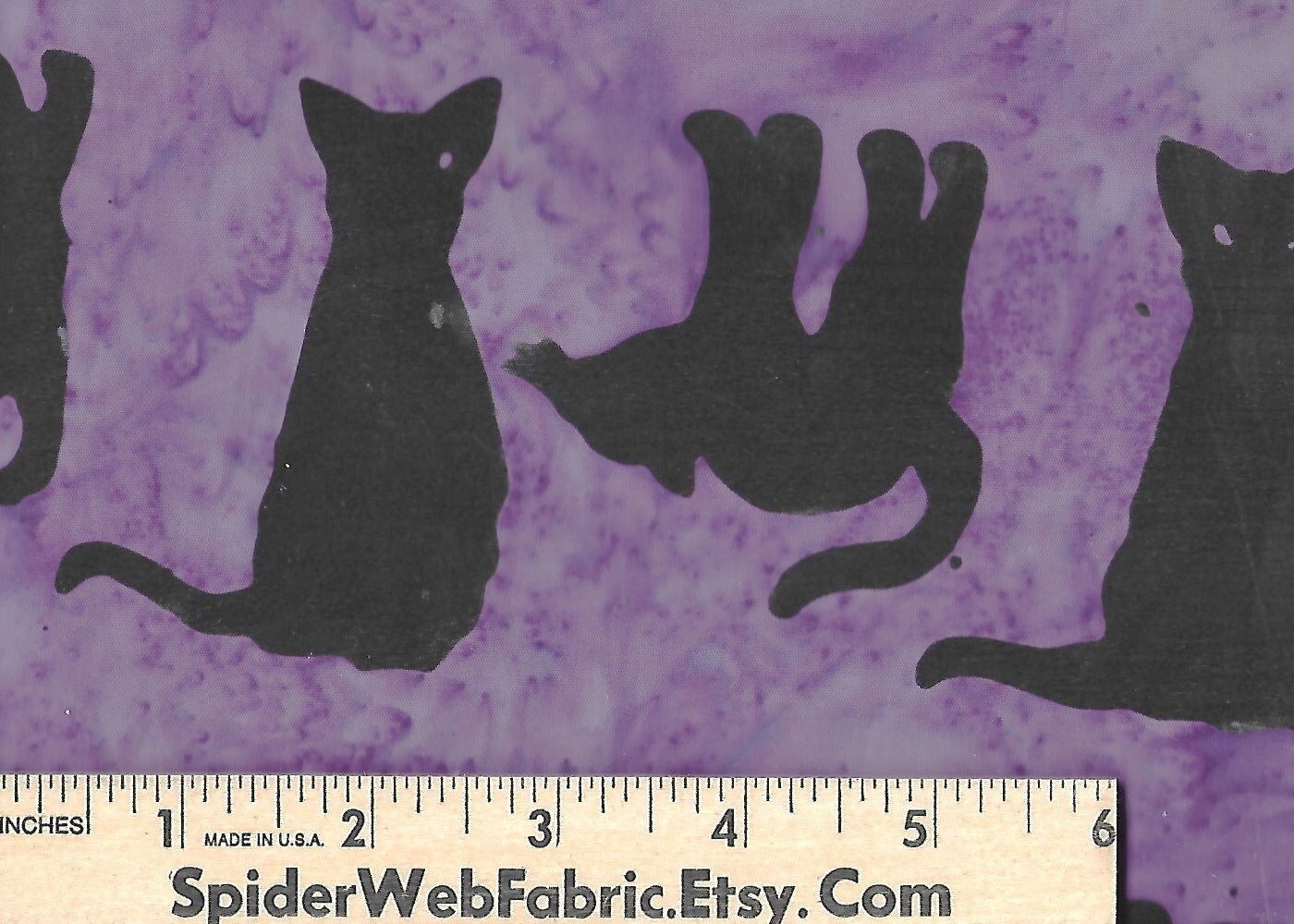 Black Cats on Purple BATIK Fabric Kitties Kittens Kitty - Etsy