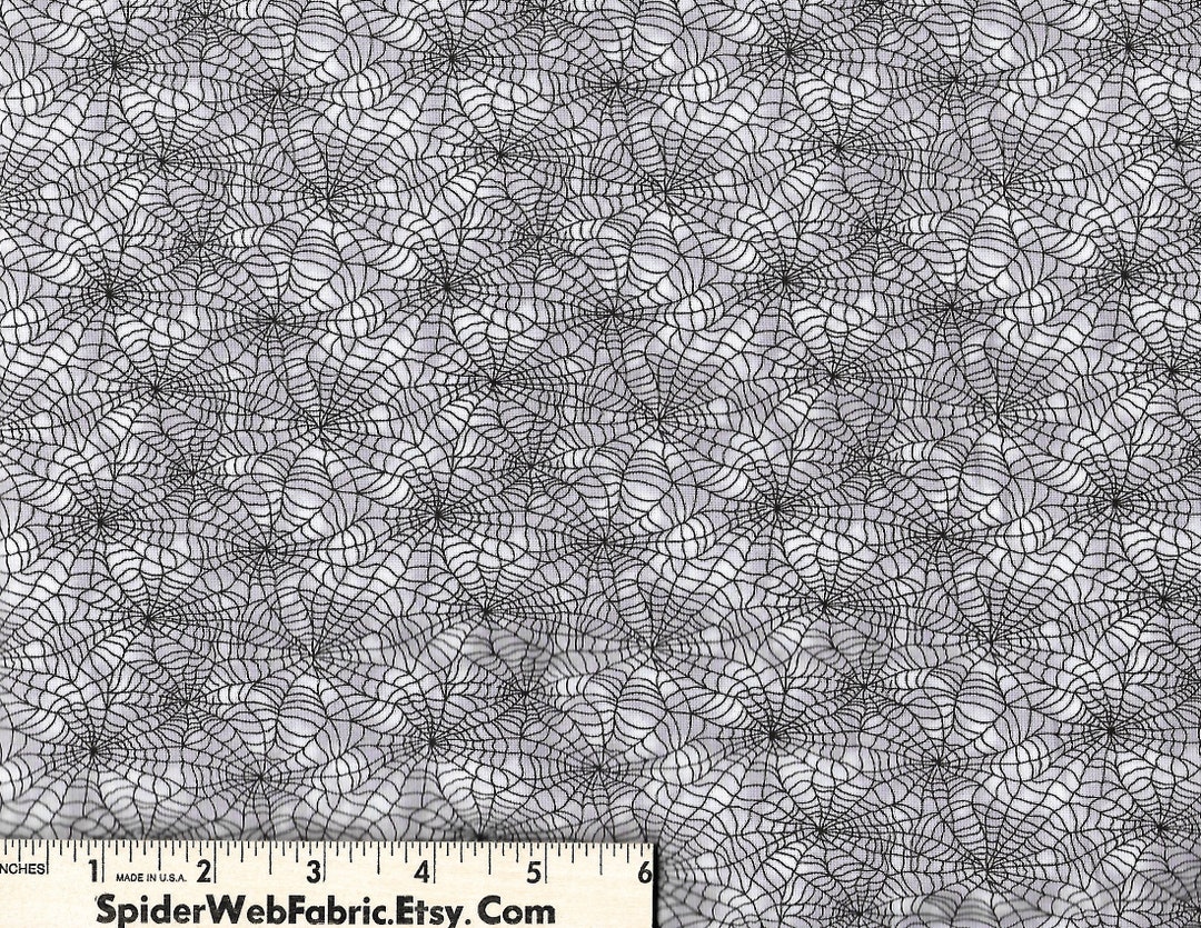 WEBS Fabric - Spiderwebs - Spider Webs - Grey Gray Black - Novelty ...