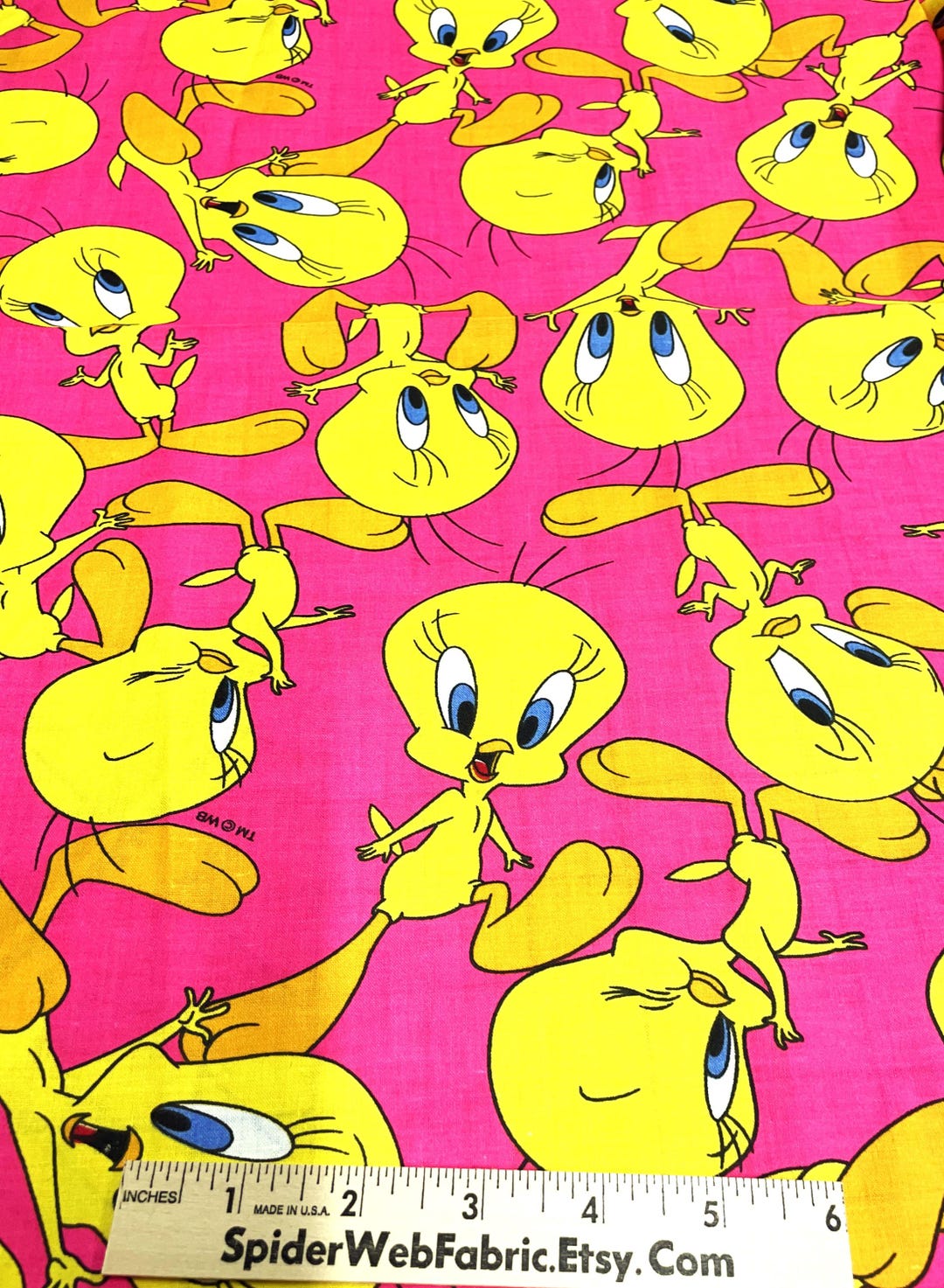 TWEETY BIRD on Hot Pink - Looney Tunes Fabric Cartoon Licensed Birds ...