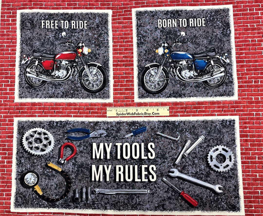 BORN TO RIDE Motorcycles Fabric Panel Choppers Motorbikes Bikers -bikes ...