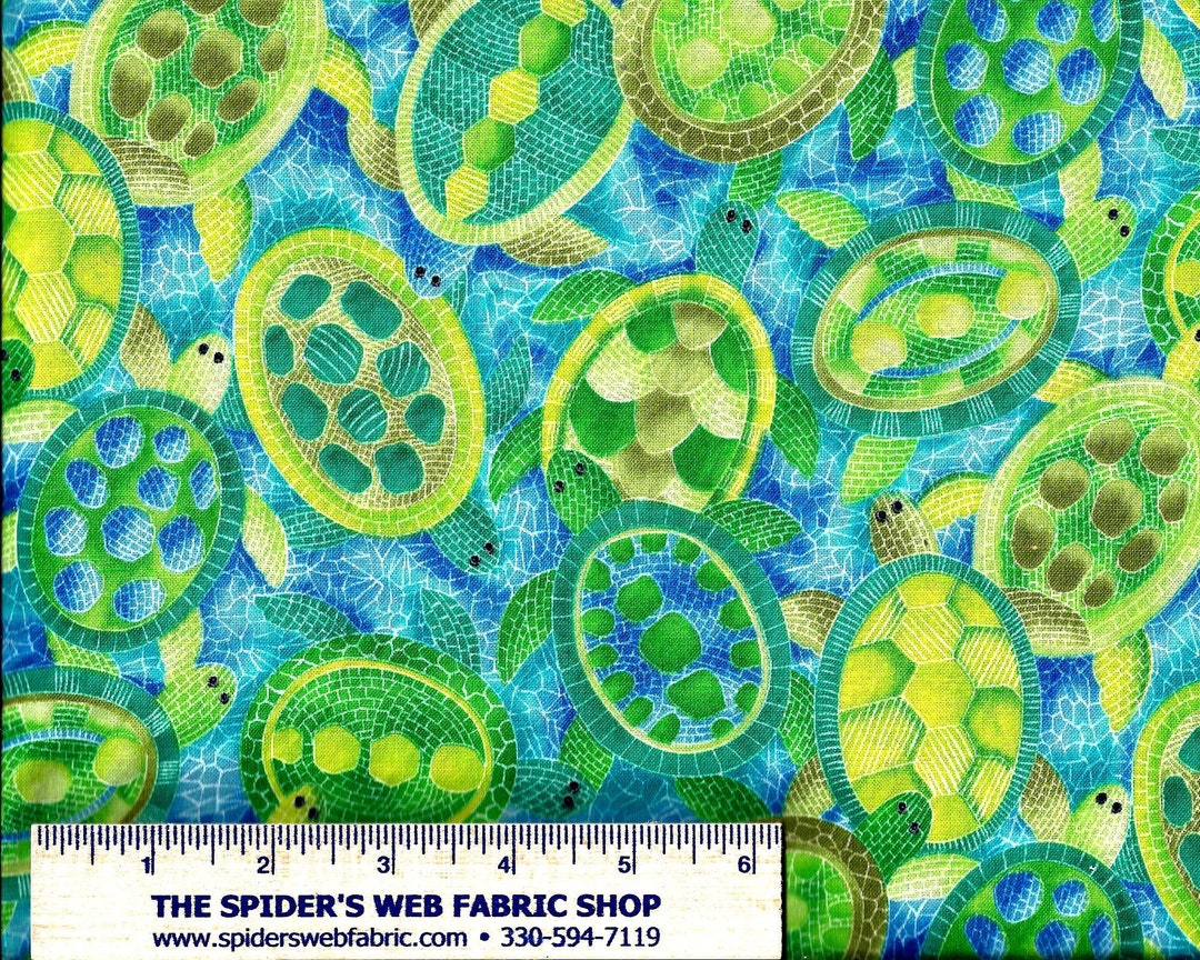 Mosaic Sea Turtle Fabric: Rare Ocean 100 % Cotton Quilt Shop Quality - Etsy