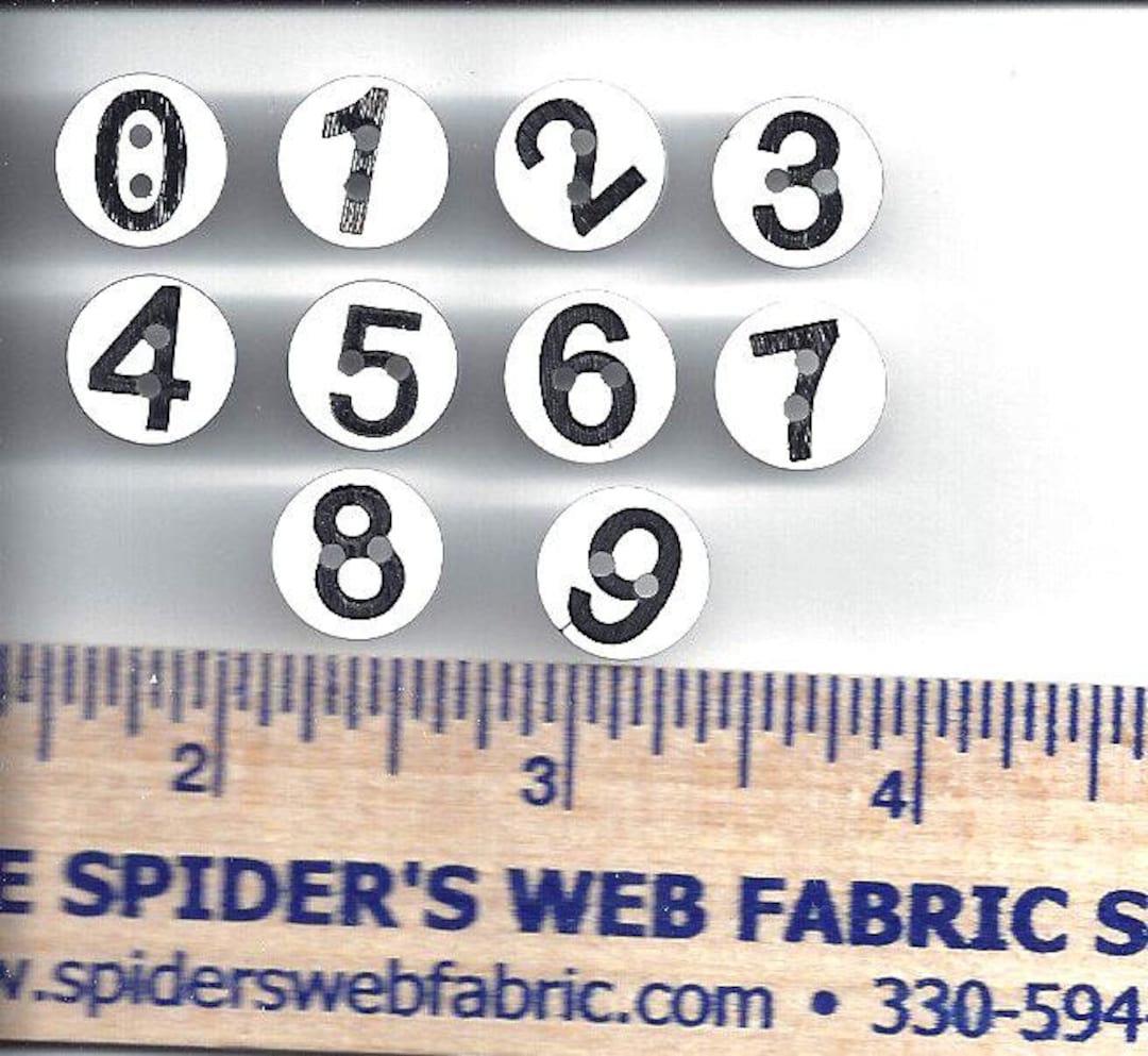 NUMBER Buttons - 0 to 9 - Flat 2 Hole (no Shank) - Sew Through ...