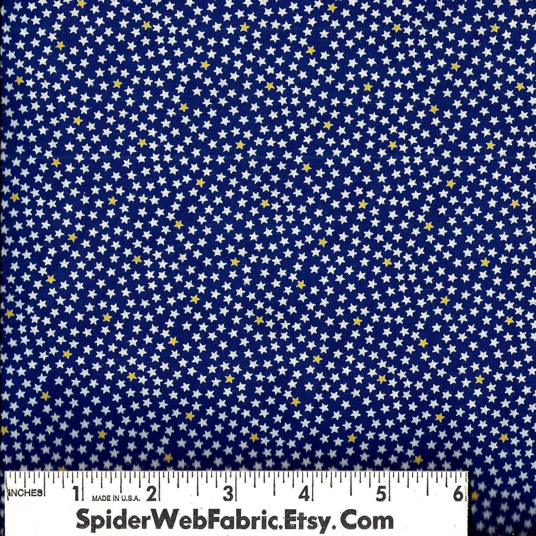 Robert Kaufman Star Fabric: Tiny Stars on Blue Cotton - Etsy