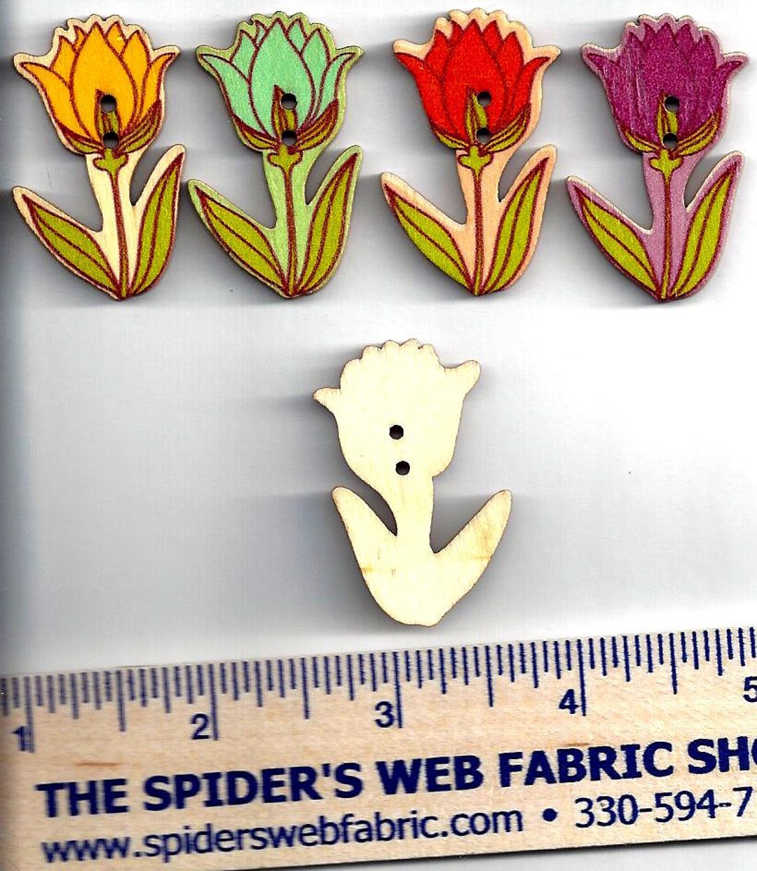 Wooden TULIP BUTTONS - Tulip Shaped Wood Buttons Embellishment Garden ...