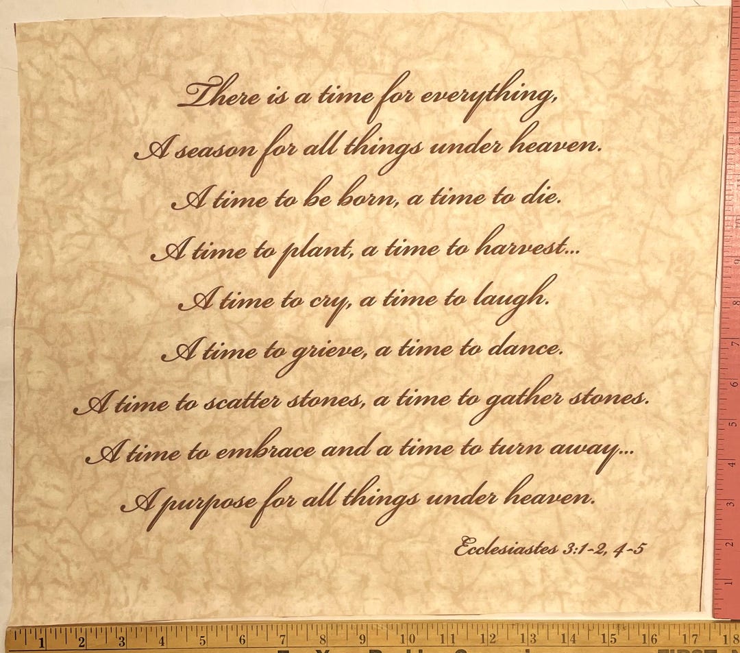 A TIME for EVERYTHING Bible Fabric Square Christian Prayer Scripture ...
