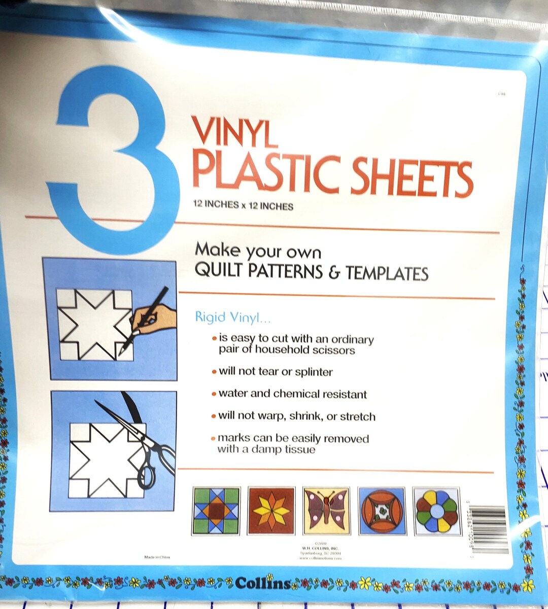 VINYL PLASTIC SHEETS - Make Your Own Quilt Patterns & Templates - 12" X ...