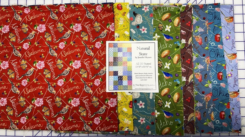 ALL 50 STATES - State Flower, State Bird & More Each Fabric Square ...