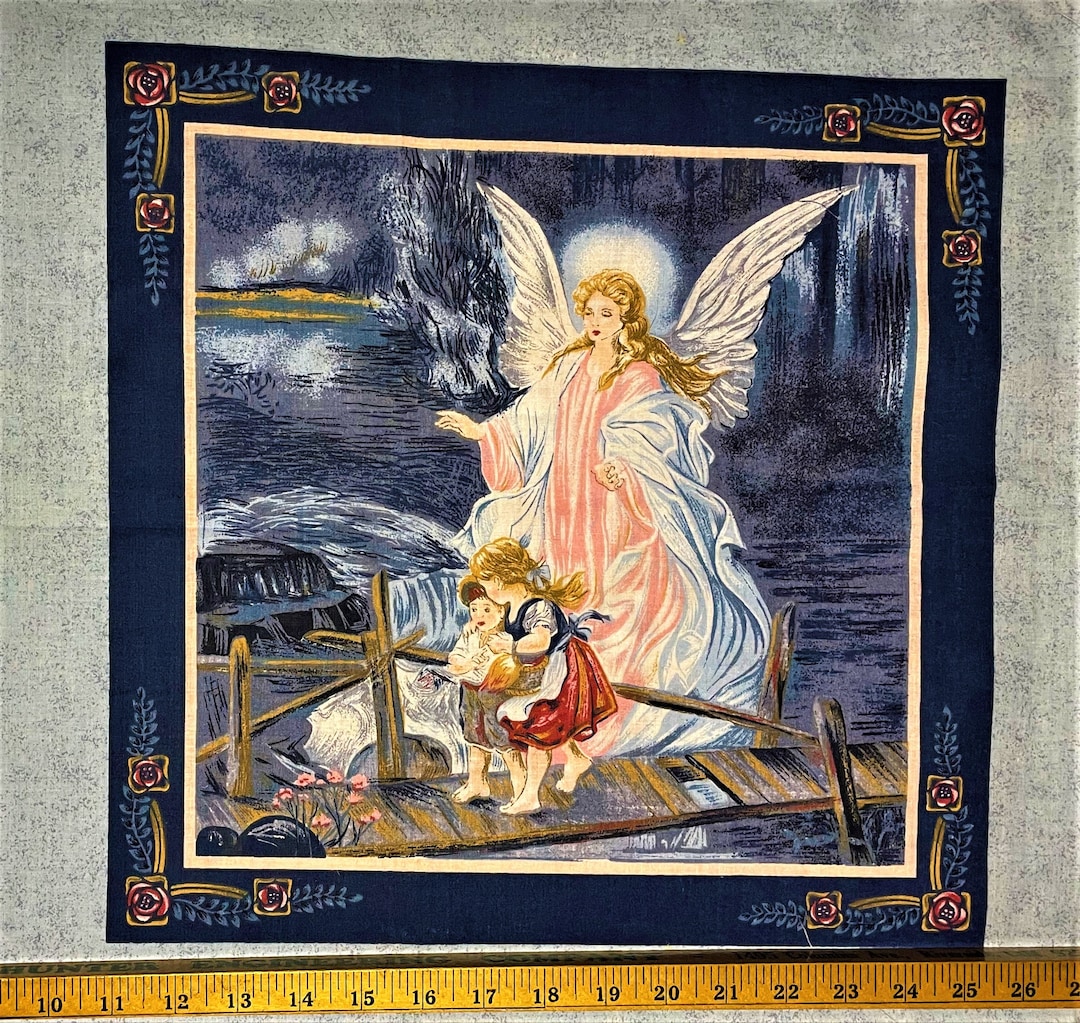 GUARDIAN ANGEL Christian Panel Children Crossing Bridge Bible Church ...
