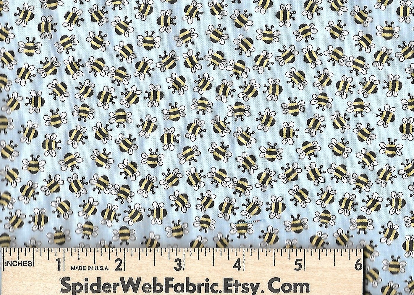 BEE HAPPY Fabric HoneyBees Yellow Jackets Insects bugs | Etsy