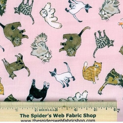 Tossed CATS on PINK Fabric Kitties Kittens Siamese - Etsy