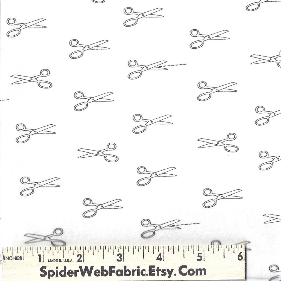 SCISSOR HAPPY Fabric - Sewing Room Notion Quilting Cutting Black ...