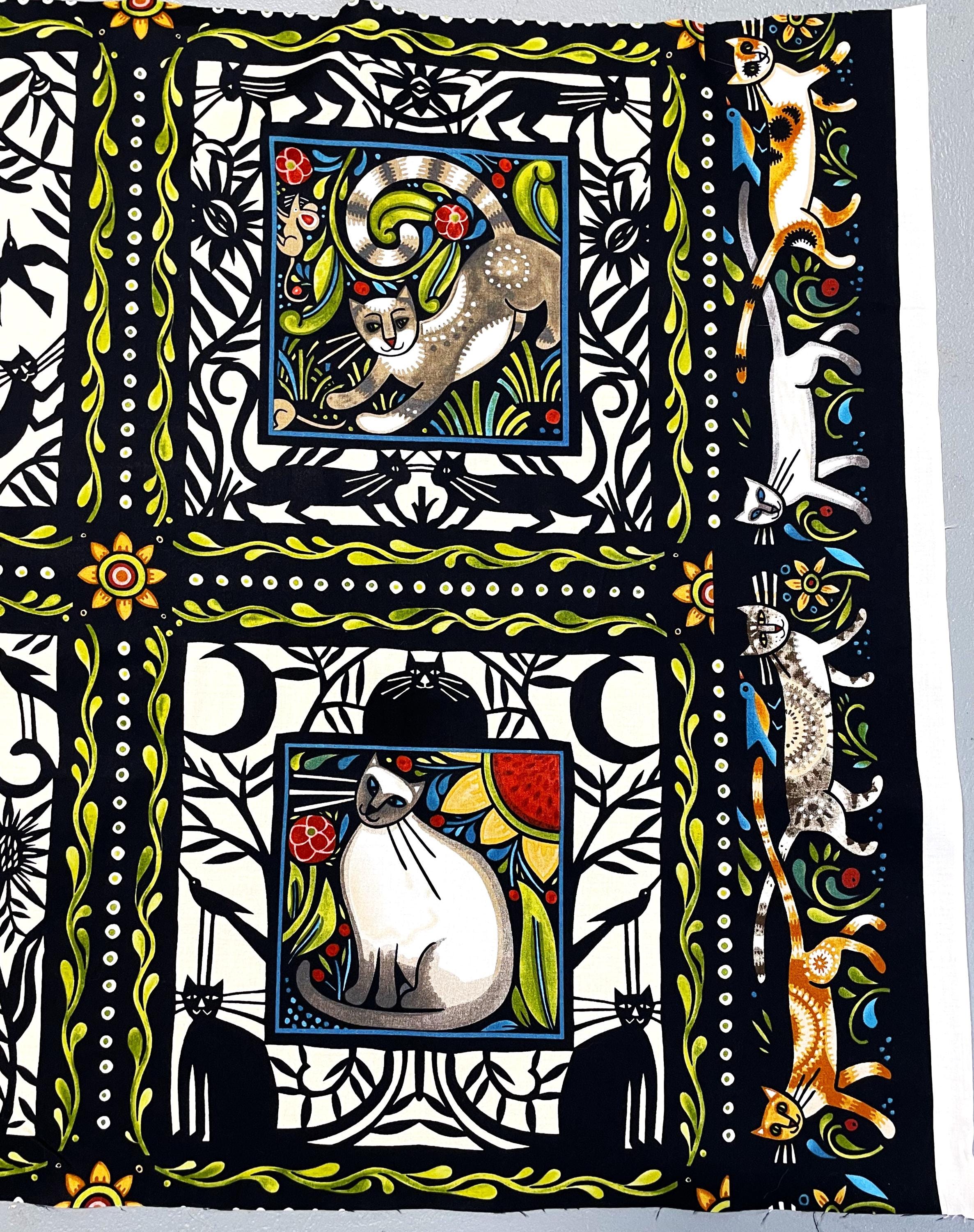 CATKIN PANEL - Siamese - Tabby - Calico Cats in Squares Panel Measures ...
