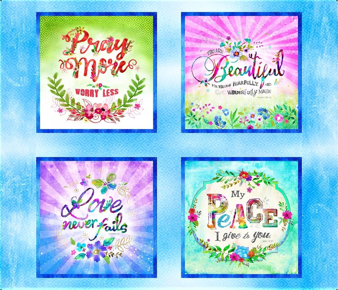 Christian BLOOM With GRACE Fabric PANEL - Bible Verses - Scripture ...