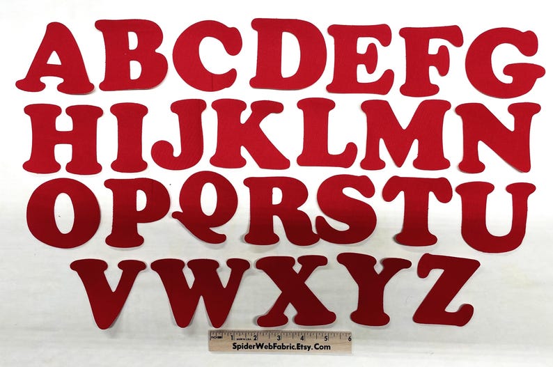 RED ALPHABET Letters Fabric Die Cut FUSIBLE Letters - 3 Inches Tall ...