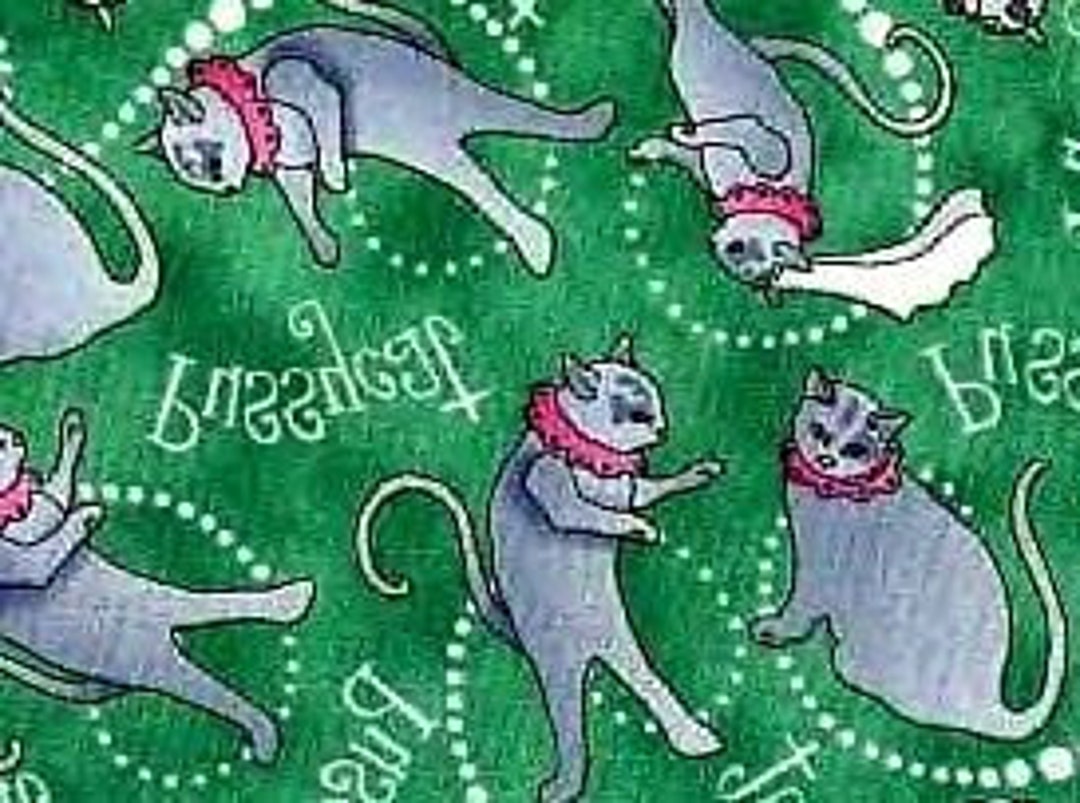 WHAT'S NEW PUSSYCAT Tossed Cats Cat Kitties Kittens Tabby Tiger Kitty Persian 100% Cotton ...