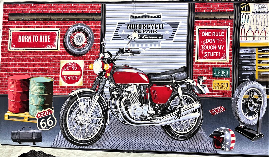 BORN TO RIDE Motorcycles Fabric Panel Choppers Motorbikes Bikers ...