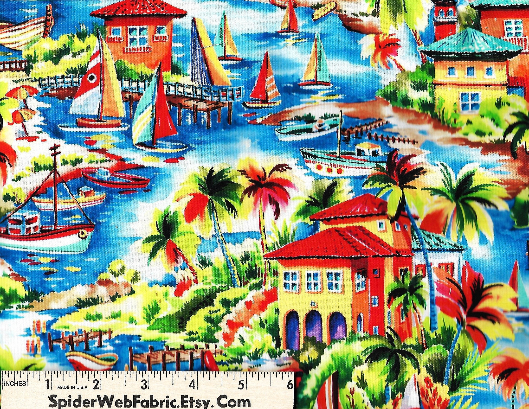 TROPICAL PARADISE Fabric Beach Island Beachy Keen Palm | Etsy