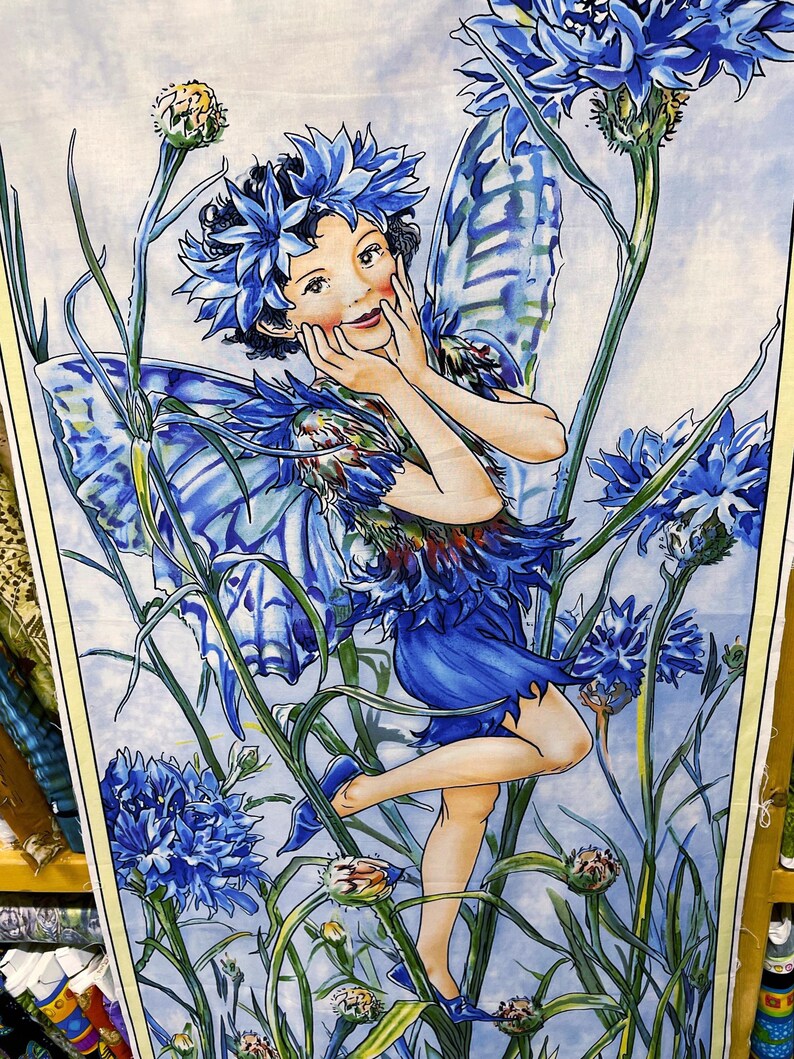 CORNFLOWER FAIRY PANEL Fabric - Fairy Princess Measures 24" Across 44 ...