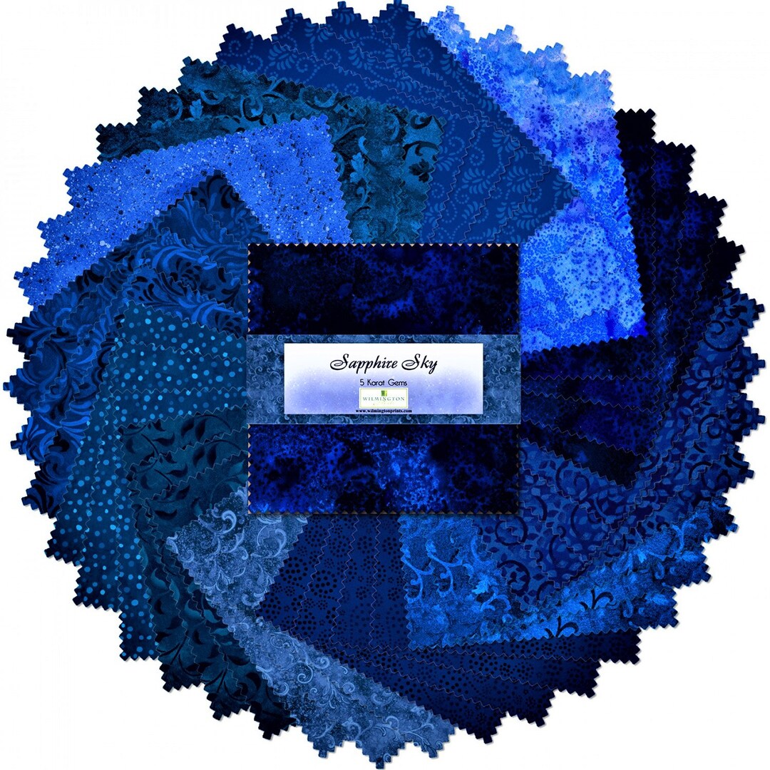SAPPHIRE SKY Fabric Pack - 42 Five Inch Squares Essential Gems - Charm ...