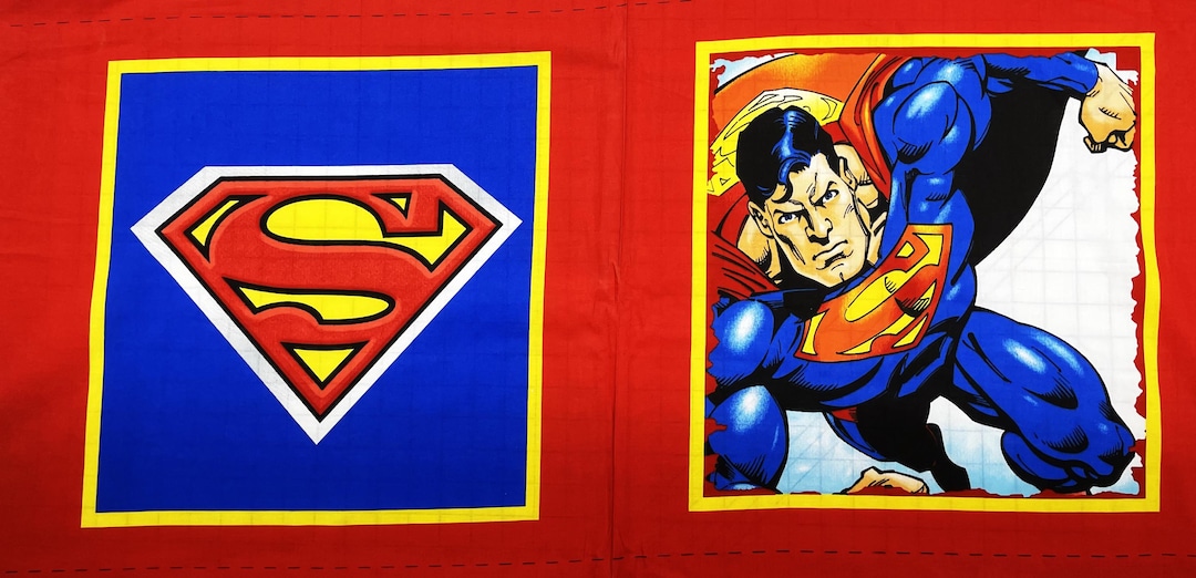 It's SUPERMAN Pillow Squares Panel Fabric Super Hero TV Cartoon Super ...
