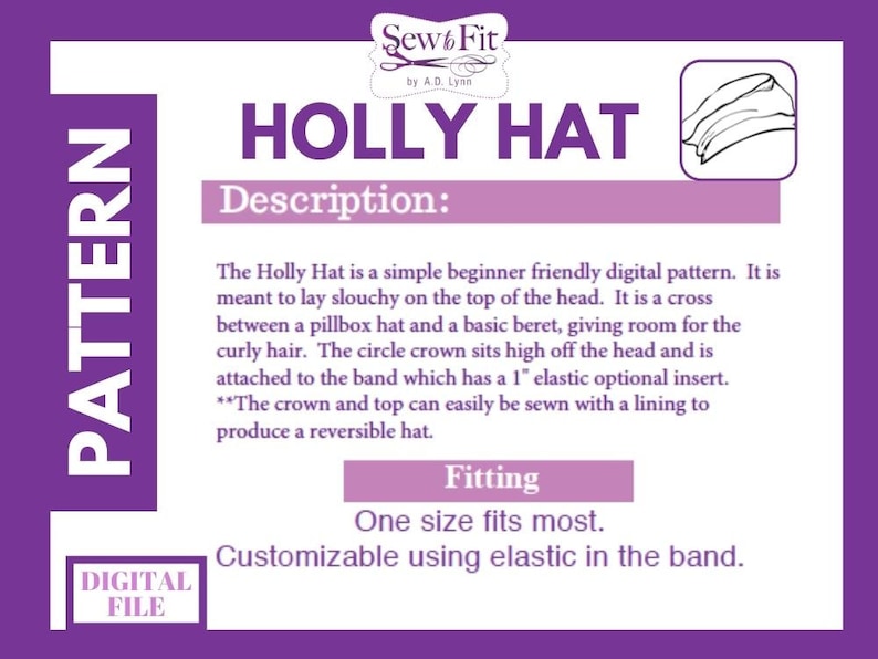 Holly Hat Sewing Pattern, Beginner Friendly, Reversible (PDF Pattern ...
