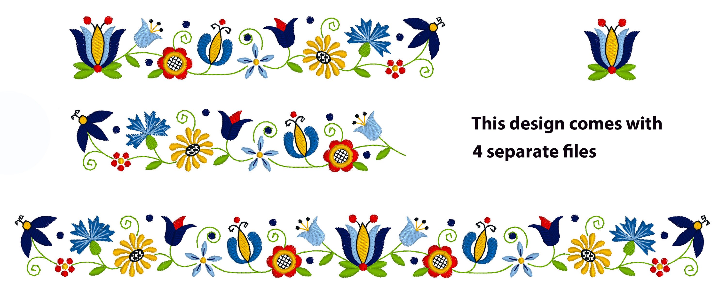 Polish Kaszubian Floral Tulip Design in an Extended Line 2LE in 2 Sizes ...