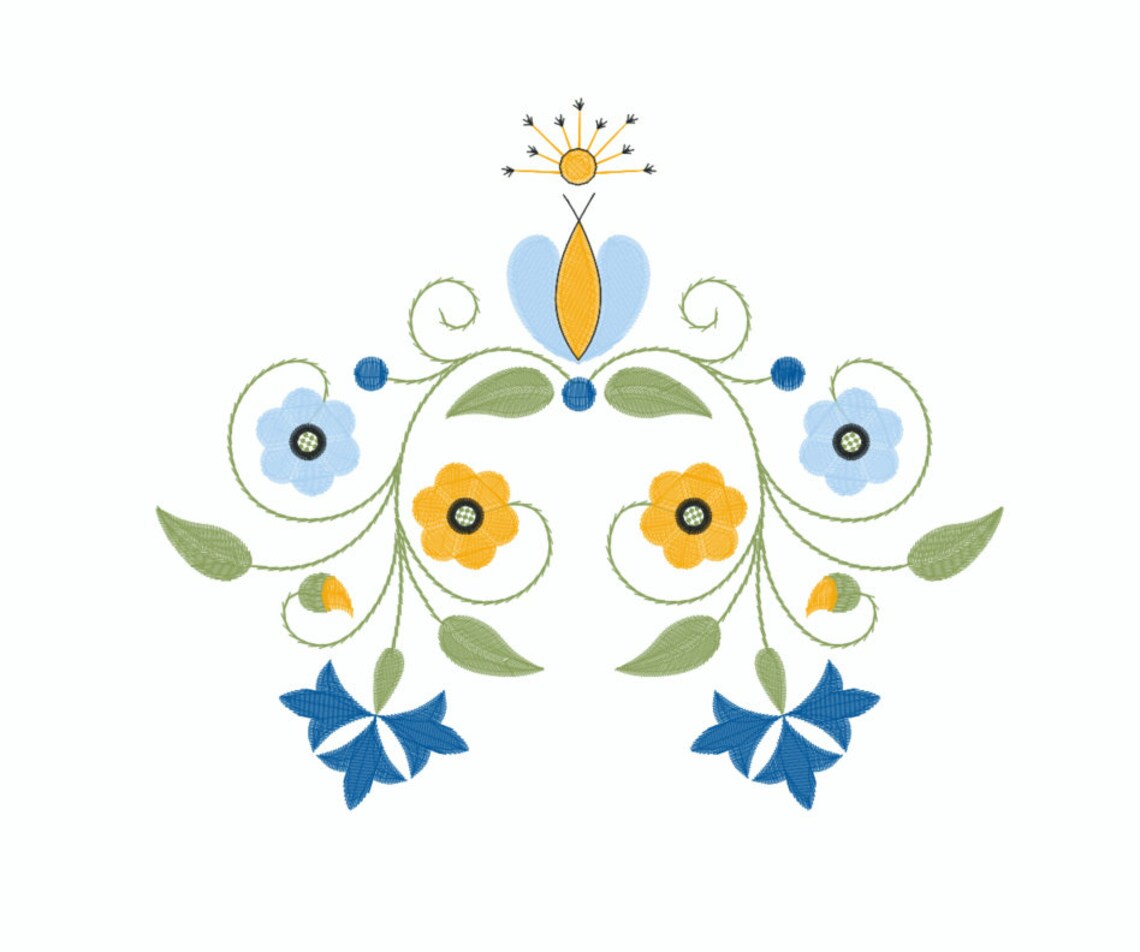 Kashubian Floral Design 4P Scroll Vines, Sunshine in 2 Sizes: Dst, Exp ...