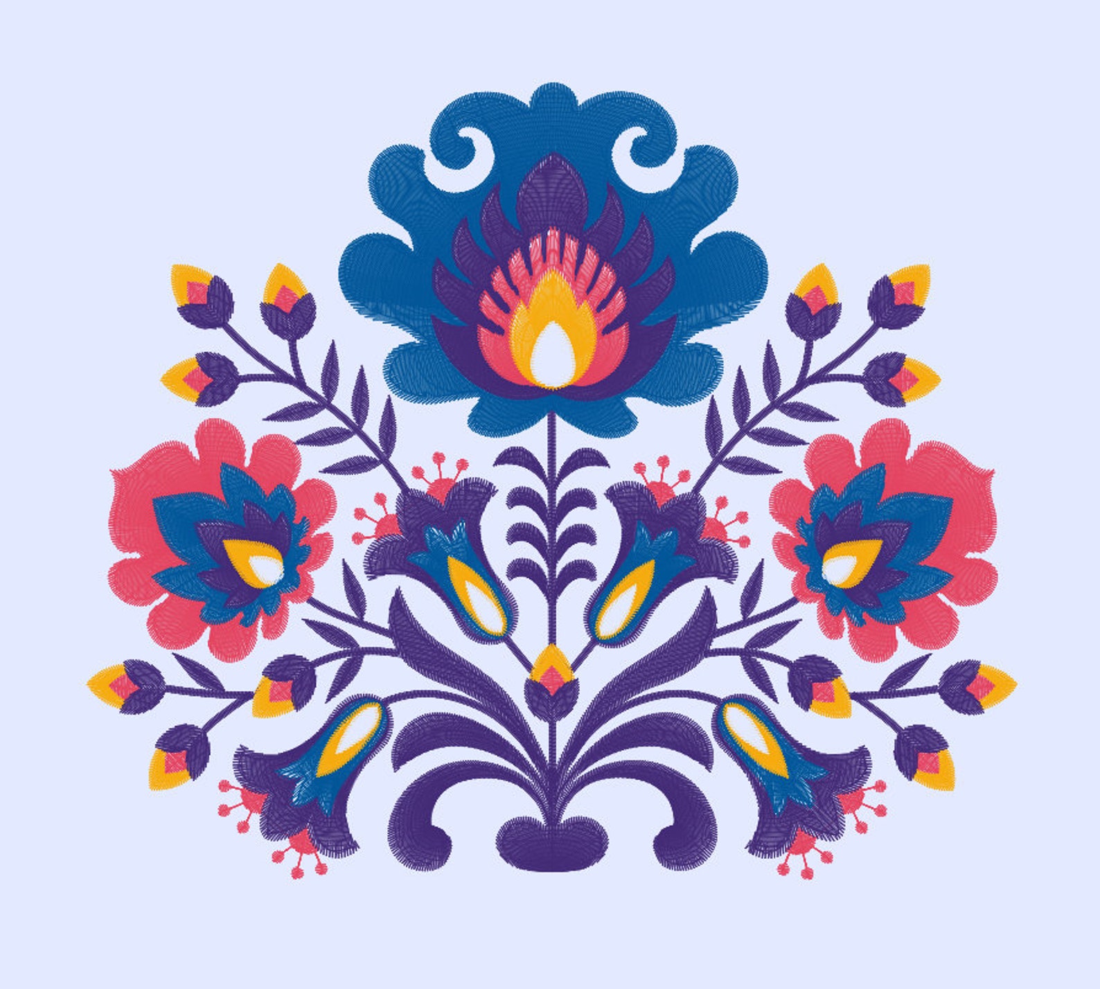 Wycinanki Style Polish Folk Art Design A for Machine Embroidery - Etsy