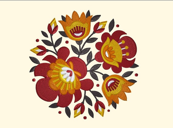 Wycinanki Style Polish Folk Art Circle Design V in 2 Sizes: | Etsy