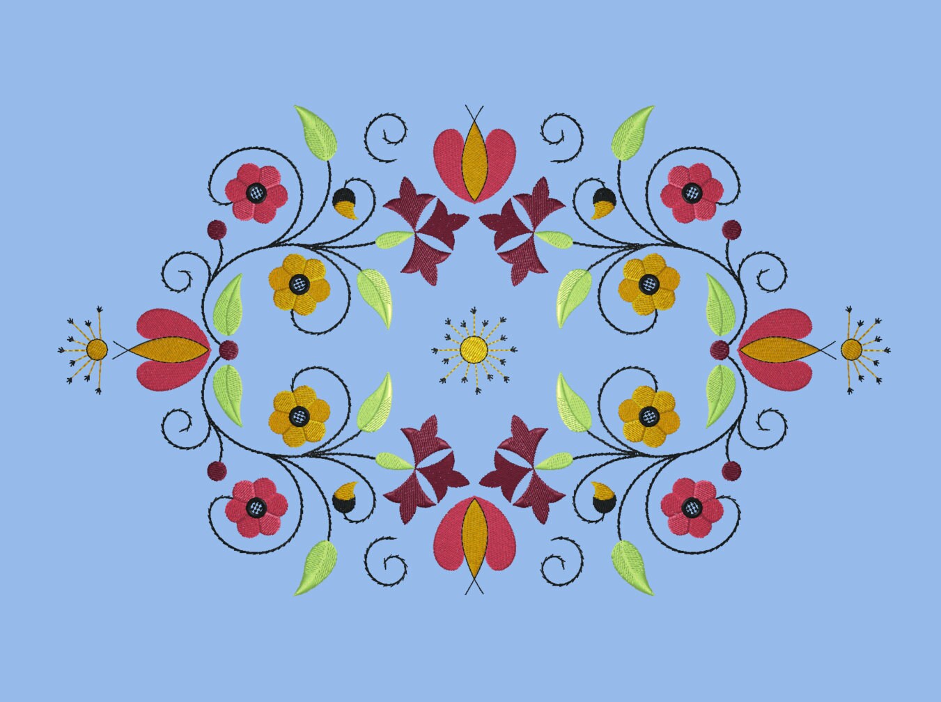 Kashubian Floral Design 4P Scroll Vines, Sunshine in 2 Sizes: Dst, Exp ...