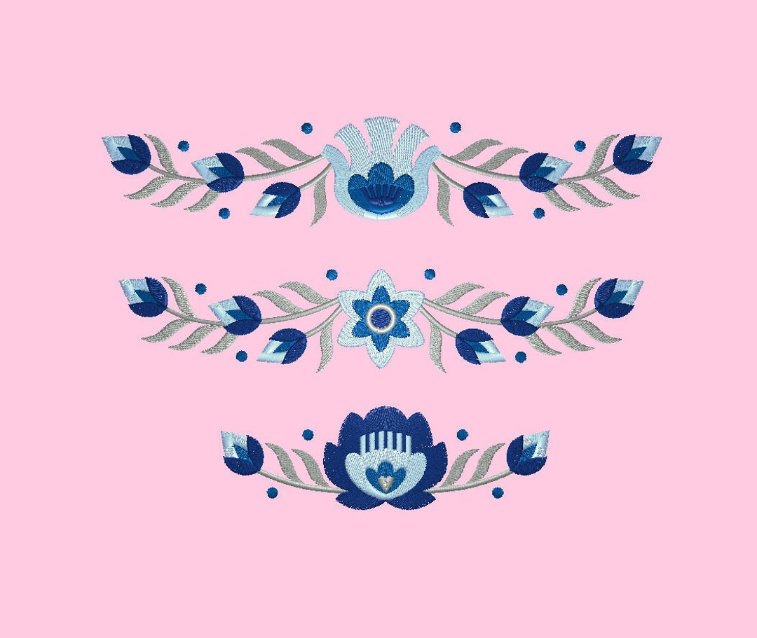 Wycinanki Style Polish Folk Art 3 Border Designs J for Machine ...