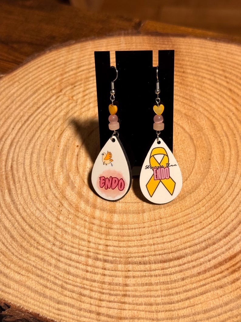 Stronger Than Endometriosis Sublimation Earrings, Funny Endo Warrior ...