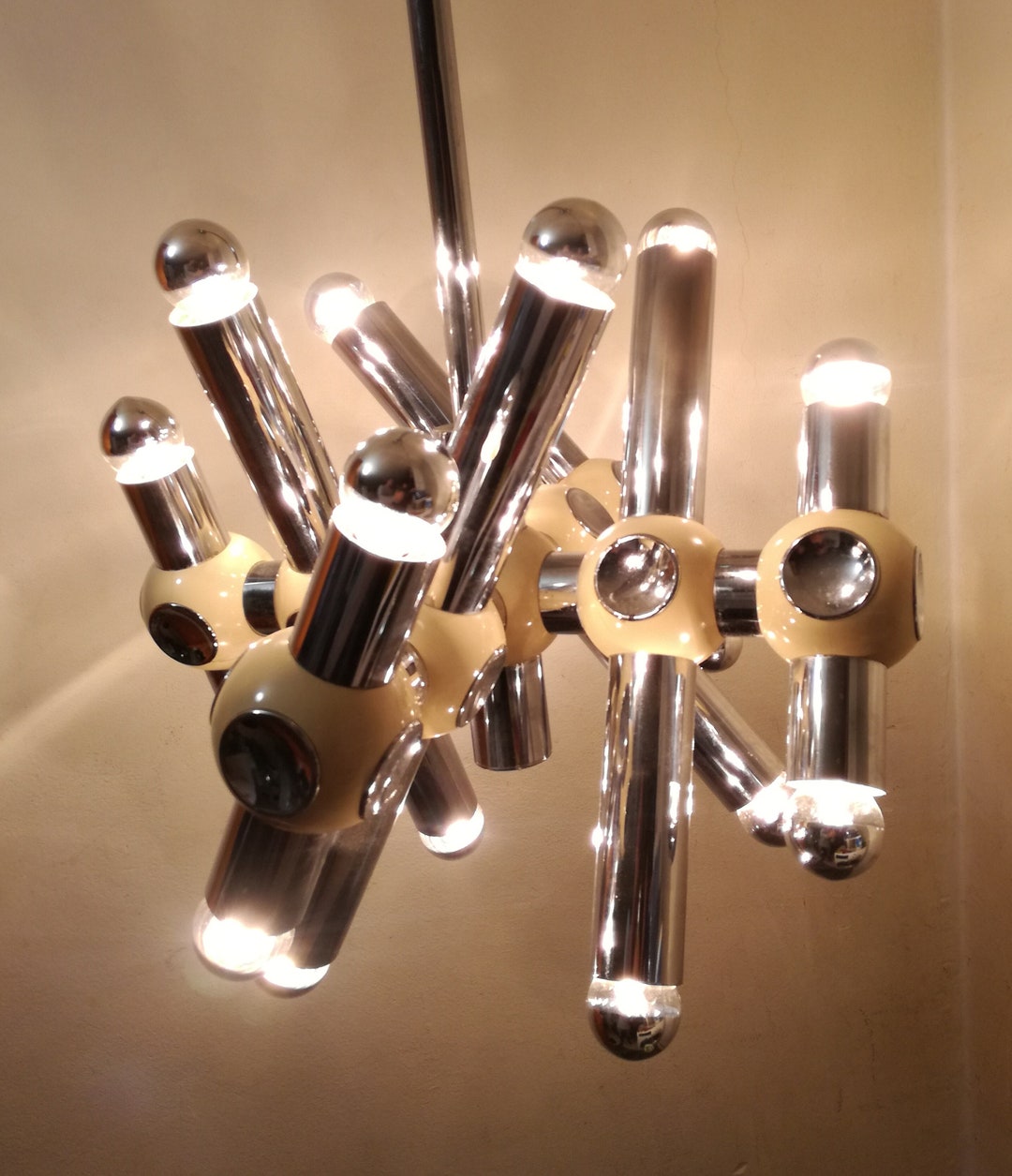 Targetti Sankey Chrome Ceiling 16 Bulbs Space Age Adjustable Made in ...