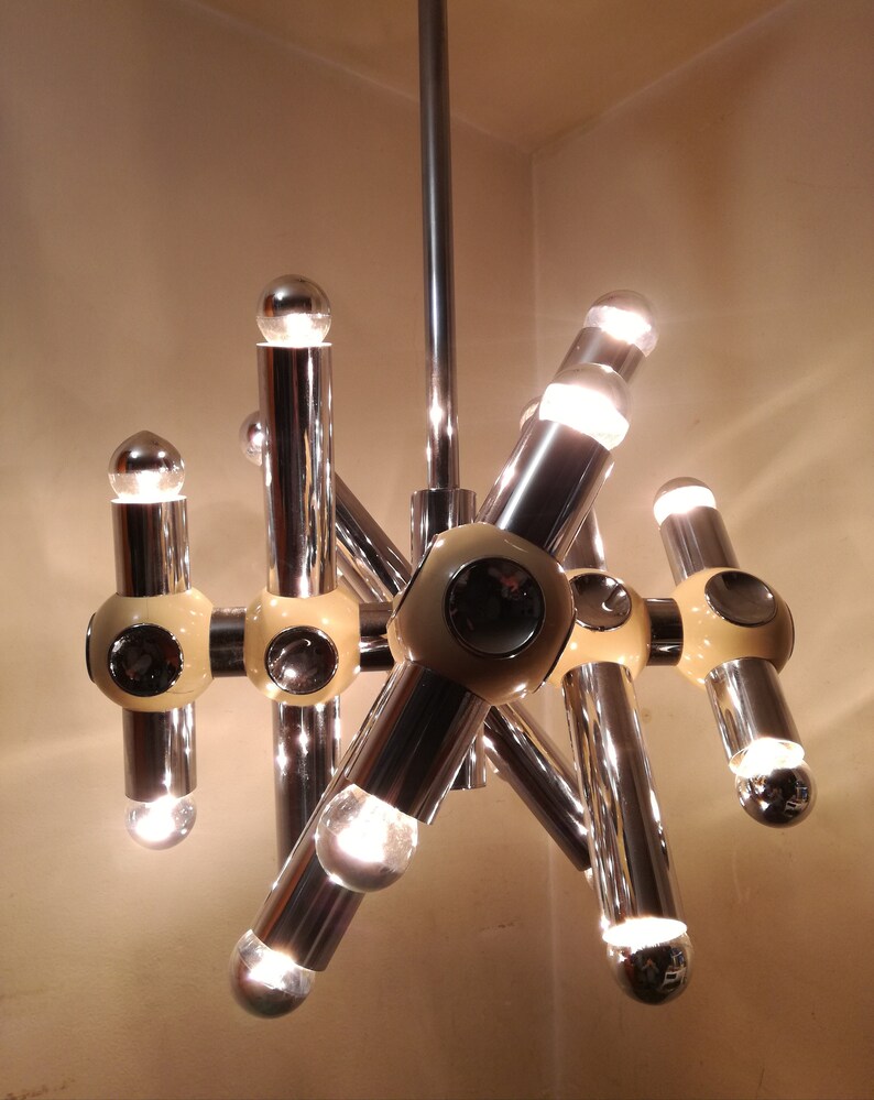 Targetti Sankey Chrome Ceiling 16 Bulbs Space Age Adjustable Made in ...