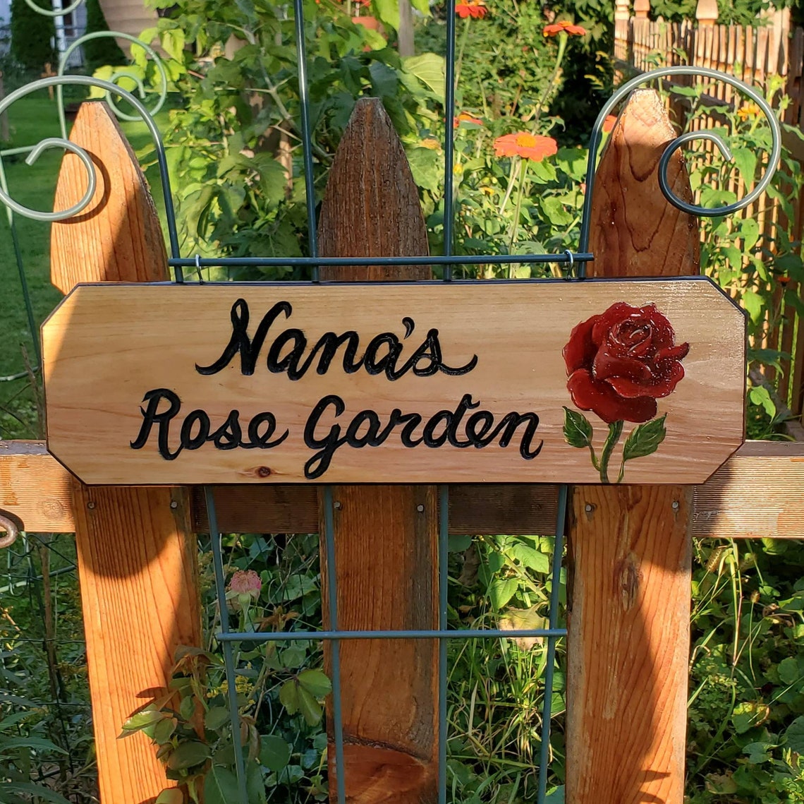 Rose Garden Sign Personalized Rose Garden Sign Custom Carved - Etsy