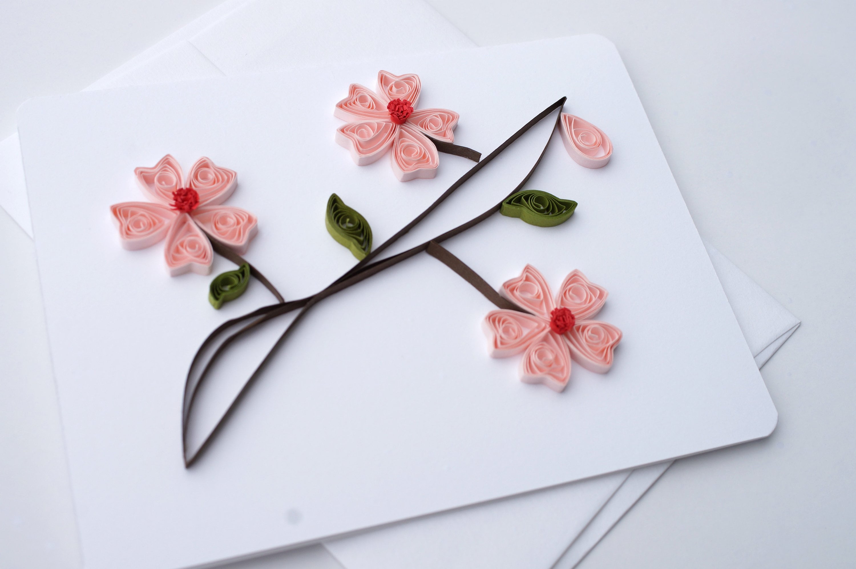 Cherry Blossom Card Handmade Card Quilled Card Paper Quilling Greeting ...