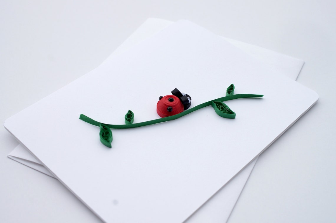 Handmade Card quilled Card Paper Quilling Paper Art Ladybug Card Blank ...